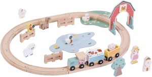 Zookabee Wooden Farm Train Set with Accessories - 34 Piece Role Play ...