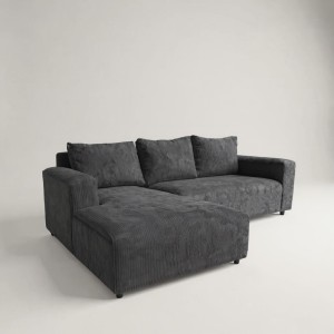 I&S 3 Seater -L Couch - Corduroy fabric- Dark Grey - Corduroy 3 Seater ...