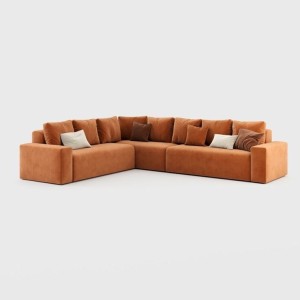 Detroit L Shape Sofa D009 Velvet 5 Seater Sofa | Makro