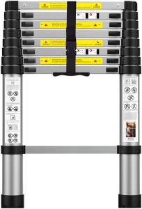 MHC Outdoor Aluminum Compact Ladder, Heavy Duty Folding Telescopic ...