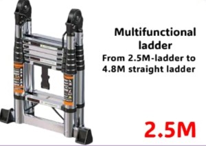 Generic 2.5m Multifunctional Aluminium Telescoping Extension Ladder ...
