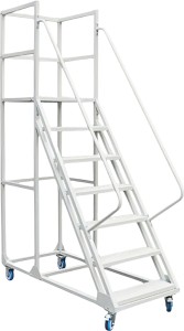 Steel Furniture Warehouse Steel 7 Step Mobile Rolling Safety Ladder ...