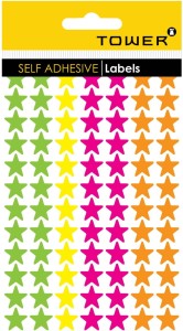 Tower 0.206 m Stars Fluorescent Colour Mix Pack Non-reusable Sticker ...