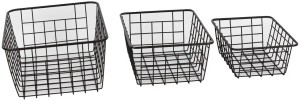 Storage Containers Basket Set, Black, 3 Pieces Shelf Organizers | Makro