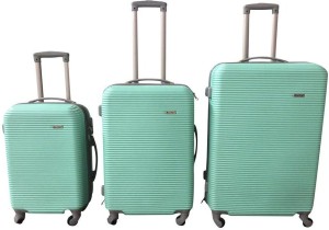 SMTE - Blue Star 3 Piece Hard Outer Shell Luggage Set- Applegreen Cabin ...