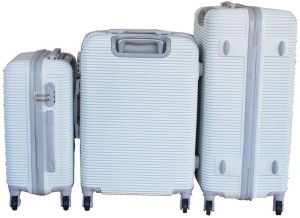 SMTE - Mooistar ABS Luggage Set - 3 Piece - White - Ribbed Design - TSA ...