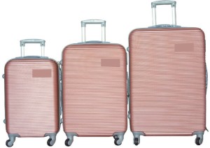 SMTE 3 Piece Hard Outer Shell Luggage Set - 30inch - Rose Gold Cabin ...