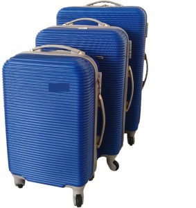 SMTE 3 Piece Hard Outer Shell Luggage Set - Blue Cabin & Check-in Set 4 ...