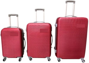SMTE 3 Piece Hard Outer Shell Luggage Set - Red Cabin & Check-in Set 4 ...