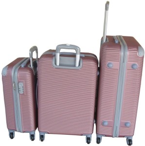 SMTE 3 Piece Hard Outer Shell Luggage Set - Pink Cabin & Check-in Set 3 ...