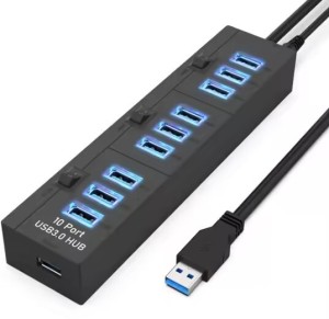 generic 10 Port USB 3.0 HUB with on/off switch 10 Socket Extension ...