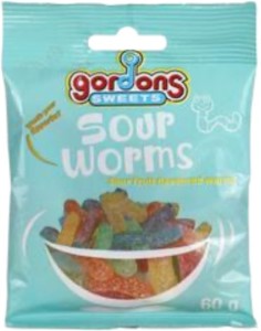 Gordon's Sweets Sweet Gummy Sour Worms 60g Pouch | Makro