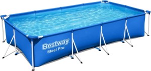 Bestway Rectangular Above Ground Outdoor Steel Framed Vinyl Inflatable ...