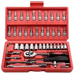 lilhe 46 Piece Multi-Functional Car Repair Socket Wrench Set Tool Tray ...