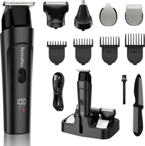 BezosMax 5 in 1 Beard Trimmer with Self-Sharpening Blades, Cordless ...
