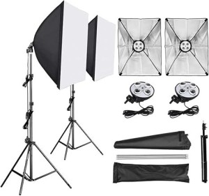 PressPlay 4 Socket Studio Softbox Lighting Kit Tripod Kit | Makro