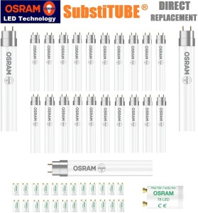 OSRAM 25x SubstiTube T8 LED 5ft 1500mm Glass Tube Lights. Direct Replacement for Old Classic ...