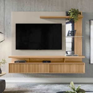 Designer Concepts Rimini Wall Plasma Stand-Oak/Off White Engineered ...