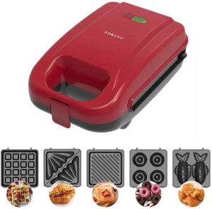 Sokany 650W 5-In-1 Interchangeable Non-Stick Plates Electric waffle ...