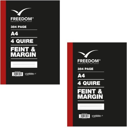 Freedom 4 Quire / 384 Pages Counter Books A4 Notebook Feint and Margin ...