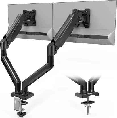 Bontec Dual Monitor Desk Mount 32" No Drooping Full Motion Adjustable ...