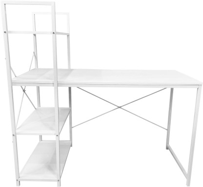 Khaos Solutions 2-in-1 Bookshelf Desk with Storage Shelves – White ...
