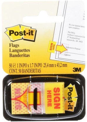 3M POST IT NOTE 43 mm 25.4x43.6mm - Sign Here - 50 flags per pack ...
