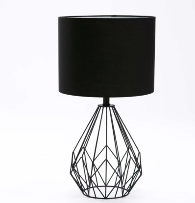 Nova Black Metal Wire Base Fabric Shade Table Lamp | Makro