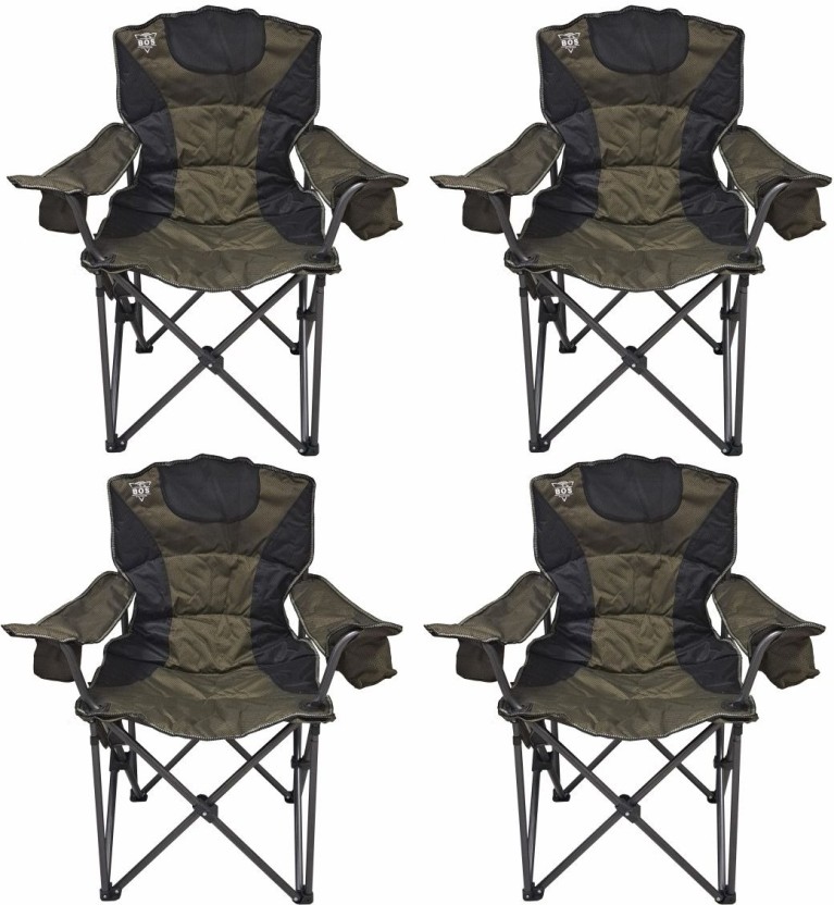 Bos BOS - 4 x Luxury Camping Brown/Black Foldable Chair | Makro