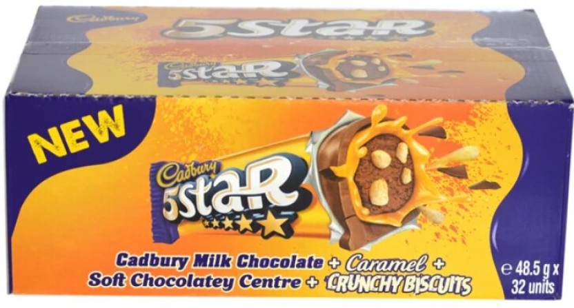 Cadbury 5 star chocolate bars 48,5g x 32 Milk Chocolate Bars | Makro