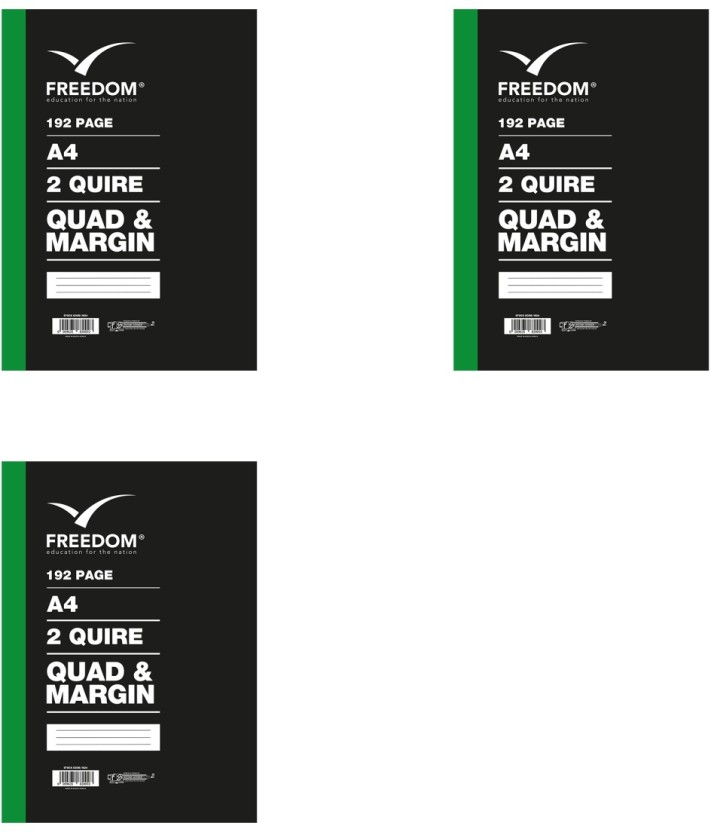 Freedom 2 Quire / 192 Pages Counter Books A4 Notebook Quad and Margin ...