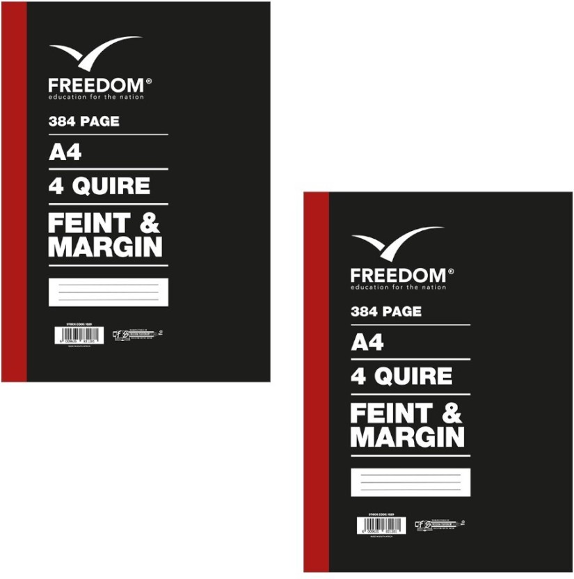 Freedom 4 Quire / 384 Pages Counter Books A4 Notebook Feint and Margin ...