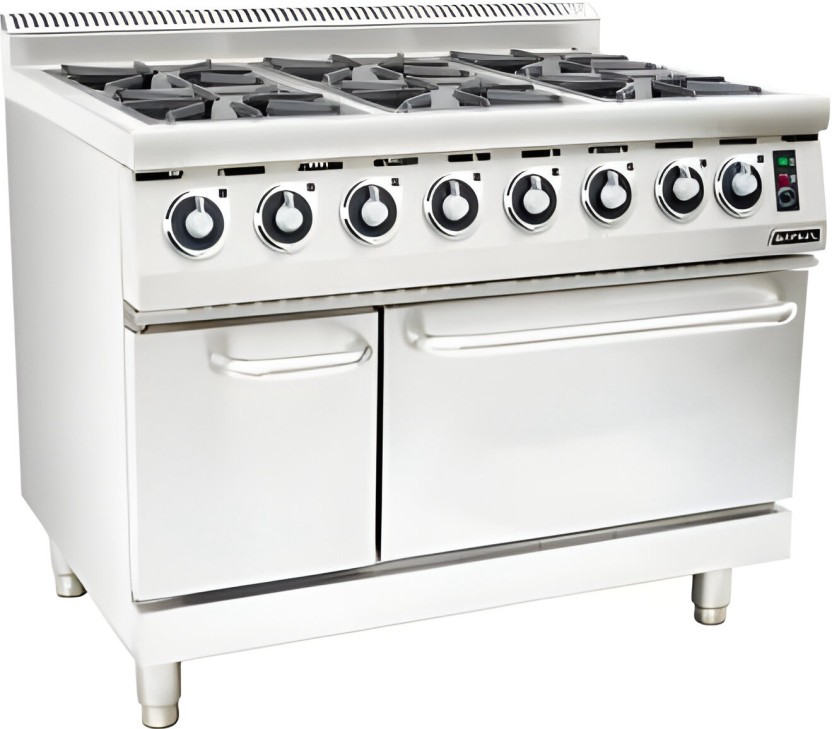 Anvil 6 Burner Gas Stove with Electric Oven Aluminium Manual Gas Stove ...