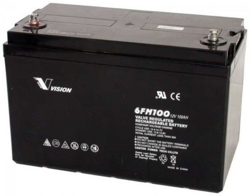 Vision 6Fm100Z-X Deep Cycle 100Ah 12V Agm Battery Sealed Inverter ...
