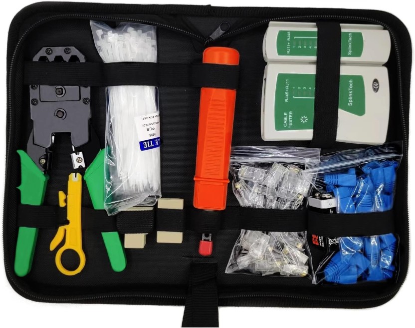 P Concepts RJ45 Crimper Network Tool Kit, Cable Repair Maintenance Kit ...