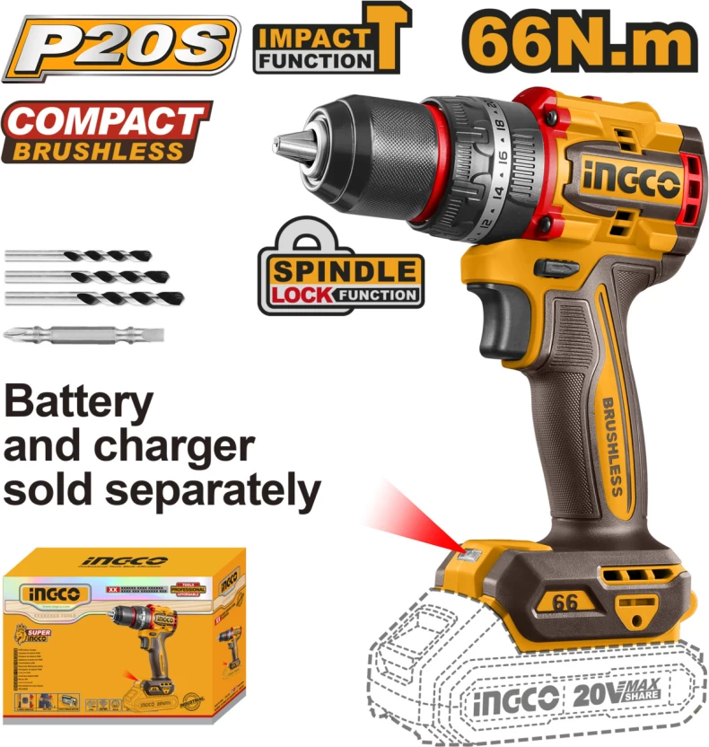 inGCO Impact (Compact) Brushless - Tool Only Cordless Drill | Makro
