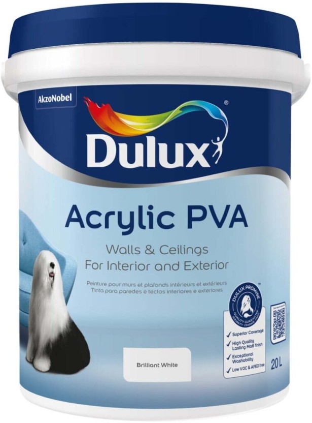 Dulux Acrylic PVA Brilliant White Emulsion Wall Paint | Makro