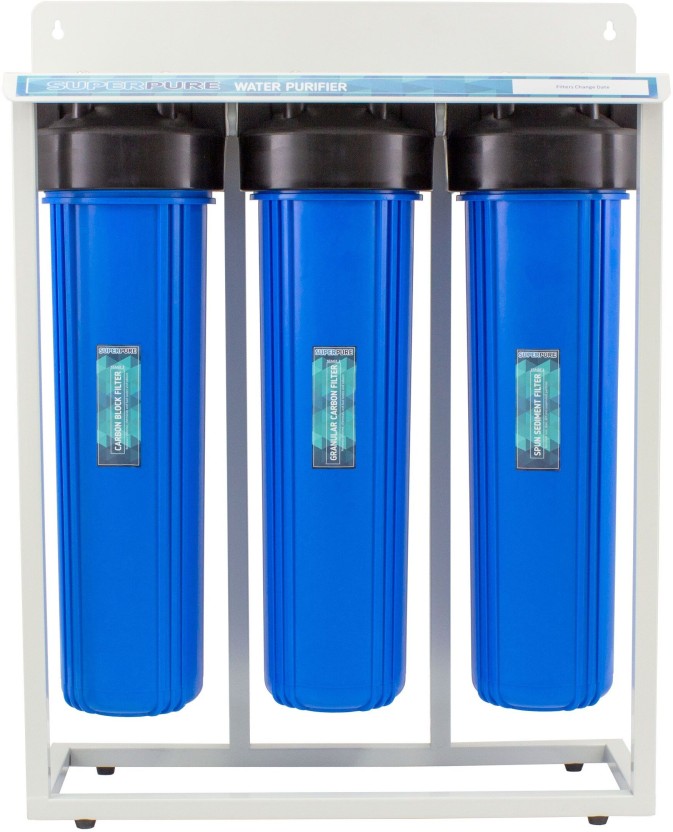 SUPERPURE 3-Stage Big Blue Whole House Water Filtration System on Stand ...
