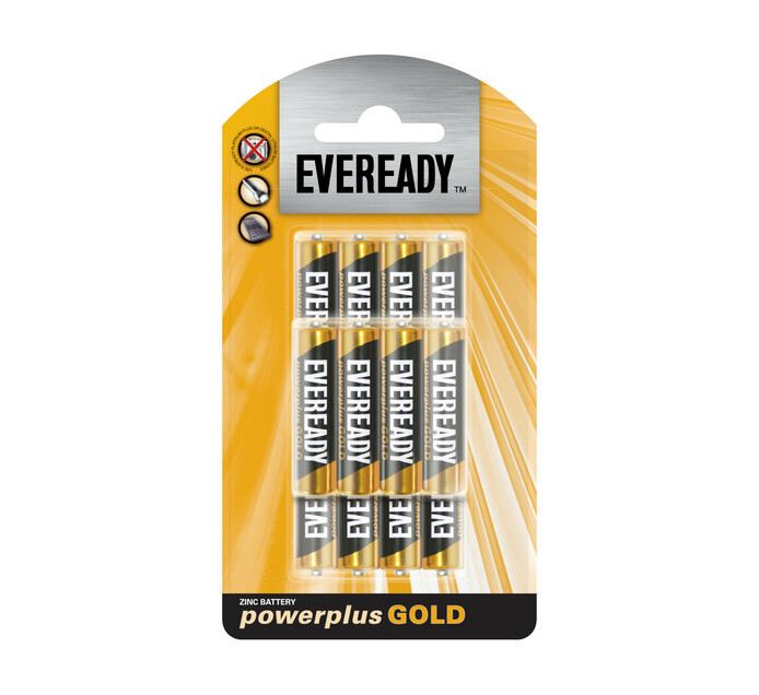 Eveready Power Plus Gold AAA Batteries 12-Pack | Zink Carbon Batteries ...
