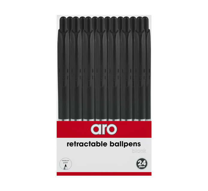 ARO Retractable Ballpoint Pen 24 Pack Black | Pens | Pens | Pens ...