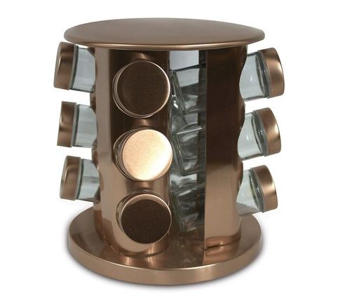 Rotating Kitchen Spice Rack Carousel 12 Jar Organizer -Copper | Makro