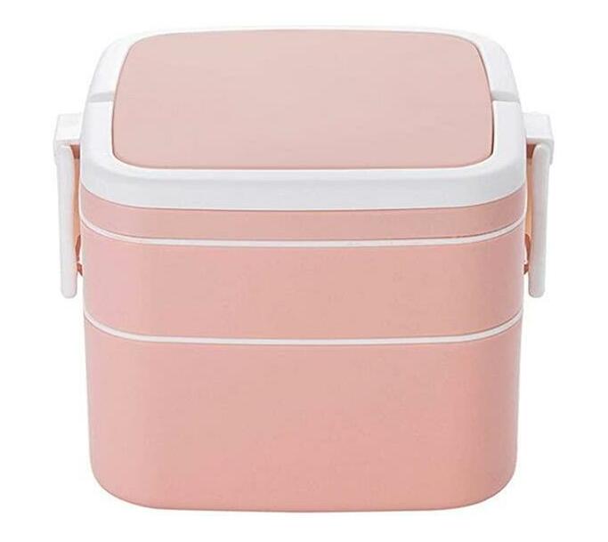 PSM-Double-layer Portable Lunch Box With Lid - Pink | Makro