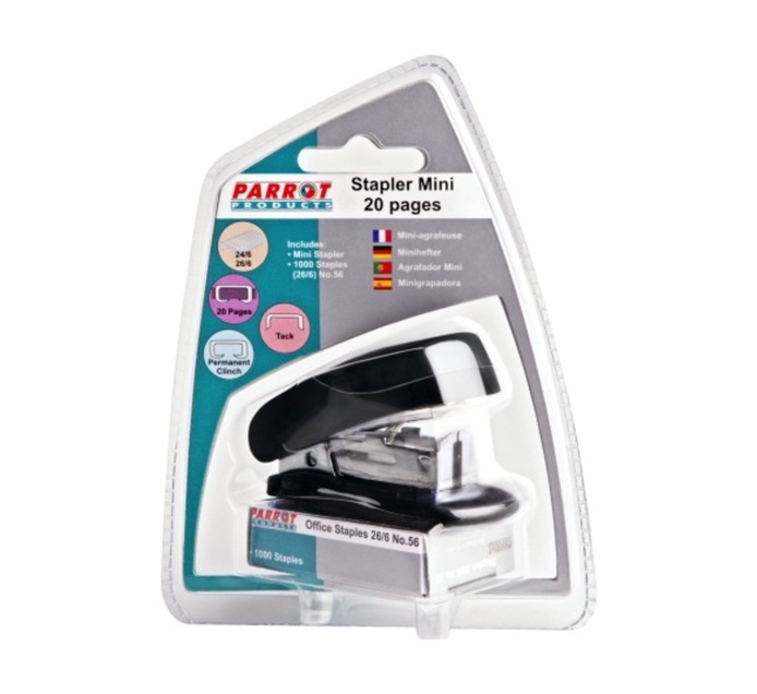 Parrot Products Plastic Mini Stapler Black + 1000 Staple | Staplers ...