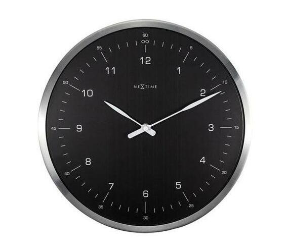 NeXtime 33cm 60 Seconds Glass/Metal Round Wall Clock - Black | Makro