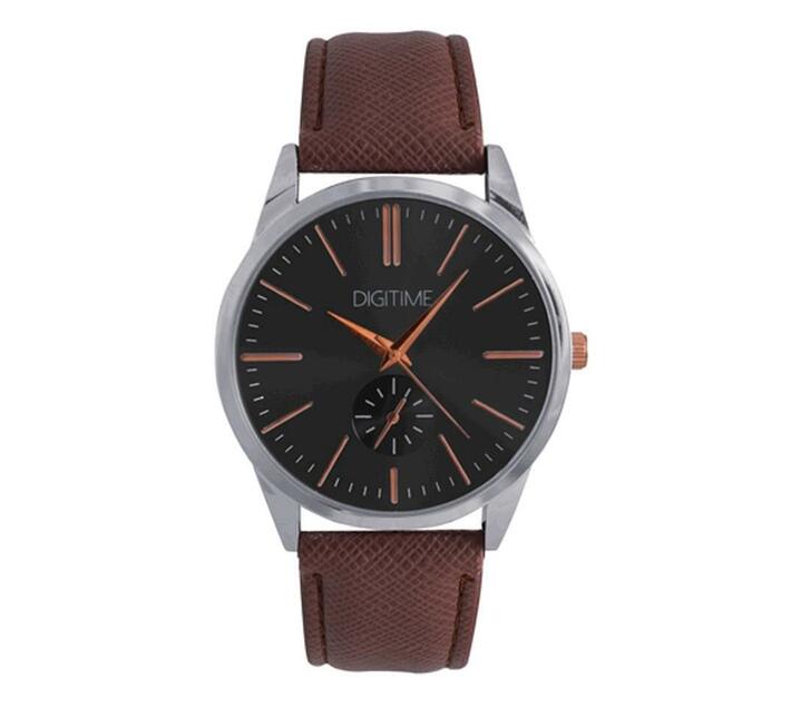 Digitime Nevada Mens PU [Brown & Silver] Watch | Makro