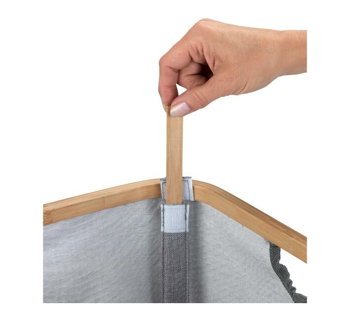 WENKO - LAUNDRY BASKET 50L - BAHARI RANGE - BAMBOO FRAME - GREY ...