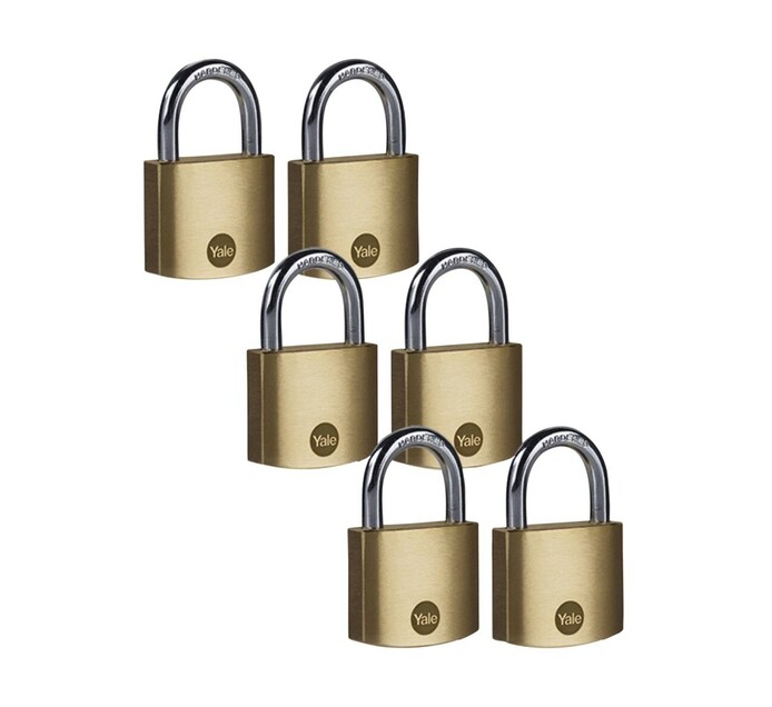 Yale 40 mm Brass Padlock 40mm 6 Pack | Makro