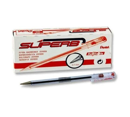 Pentel Red Superb Ball Pen (12 Pack) | Makro