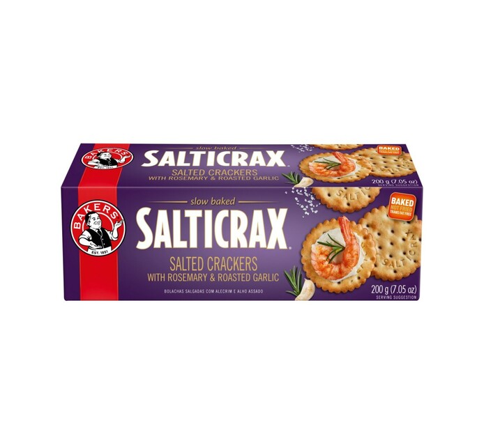 Bakers Salticrax Crackers Rosemary and Roasted Garlic (12 x 200g) | Makro