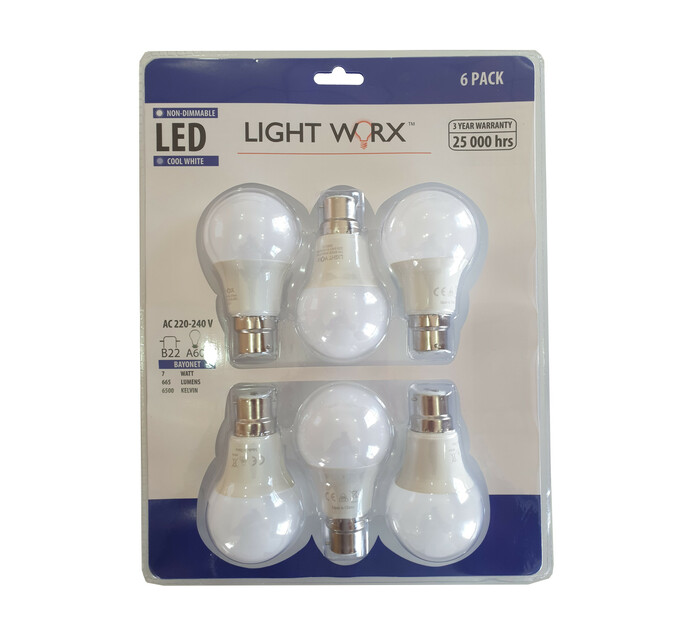 Lightworx 7 W LED A60 BC CW 6-Pack | Makro